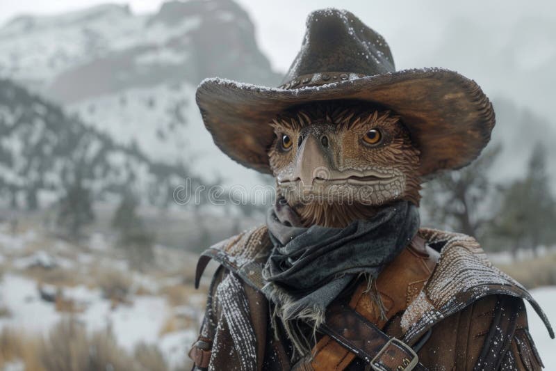 A Bird Wearing a Cowboy Hat and Scarf Stock Image - Image of bird ...