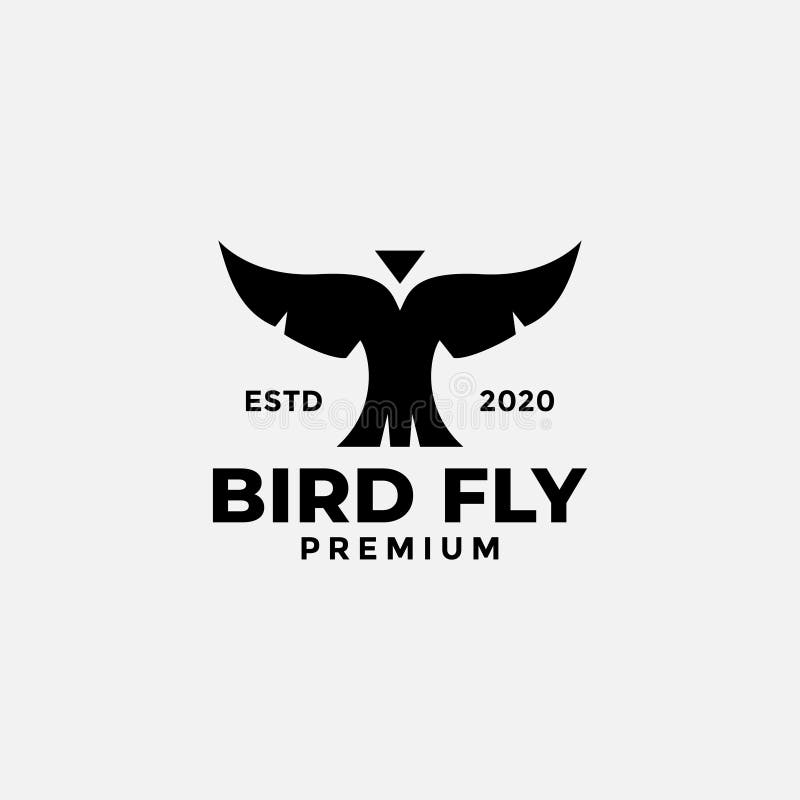 Bird Wing Fly Black Silhouette Front View Logo Design Vector Stock ...