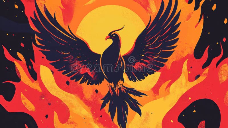 Bird with Wings Soaring Above a Large Fire in a Dramatic Outdoor ...
