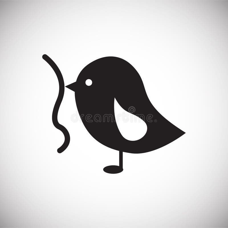 Bird with Worm on White Background Stock Vector - Illustration of ...