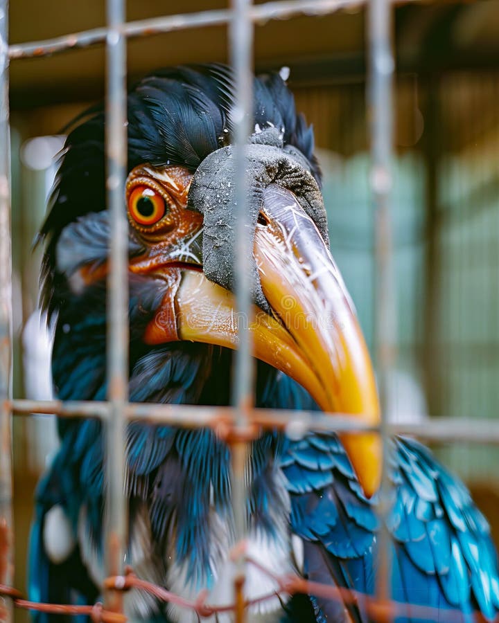 A Bird with a Yellow Beak and Blue Feathers Stock Photo - Image of ...