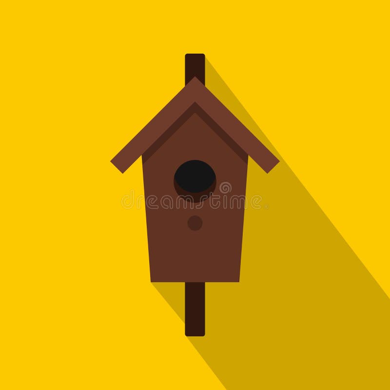 Birdhouse or Nesting Box Icon, Flat Style Stock Vector - Illustration ...