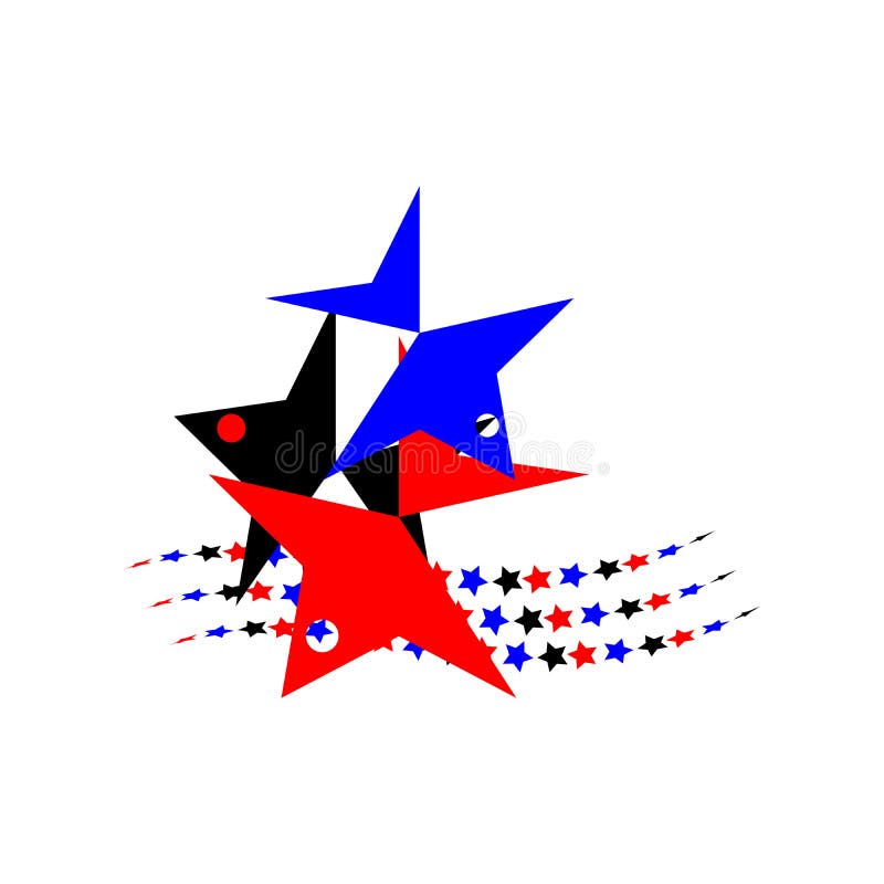 Birds Abstract in the Form of Stars Black, Red, Blue, Spread Out in ...