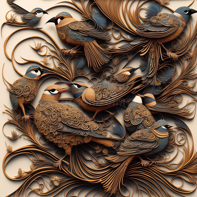 Birds Art, Generative AI Illustration Stock Illustration - Illustration ...