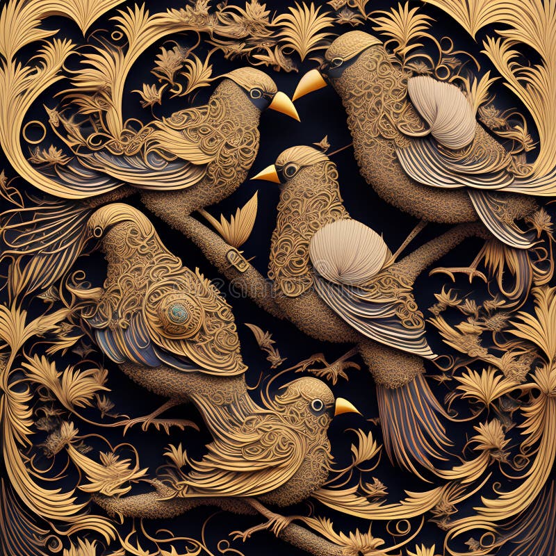 Birds Art, Generative AI Illustration Stock Illustration - Illustration ...