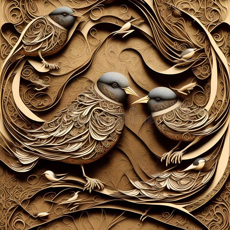 Birds Art, Generative AI Illustration Stock Illustration - Illustration ...
