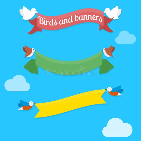 Birds and banners stock vector. Illustration of banner - 58184141