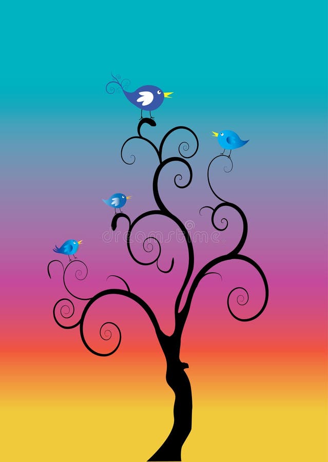 Birds Tree Branch Notes Stock Illustrations – 82 Birds Tree Branch ...