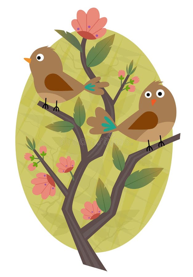 Birds on Branch stock vector. Illustration of branch - 101233210