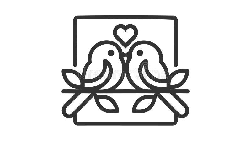 Birds on Branch Love Icon Vector, Wall Decals, Birds Couple in Love ...