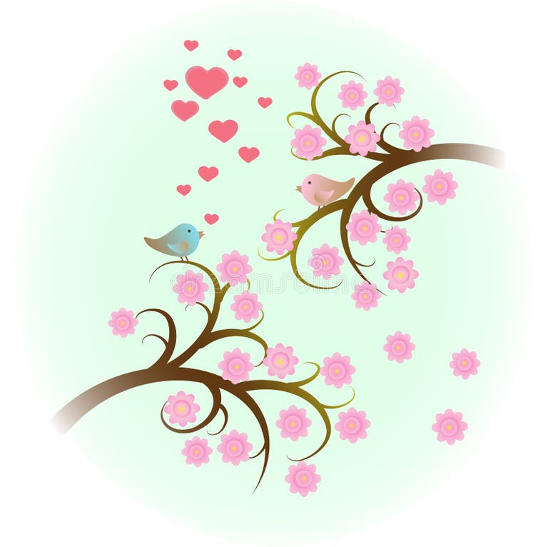 Birds on branches stock vector. Illustration of love - 22980446