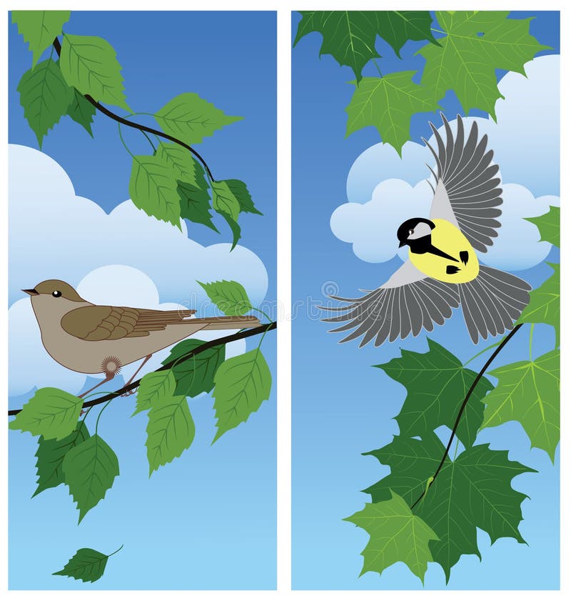 Birds on branches stock vector. Illustration of beautiful - 22980446