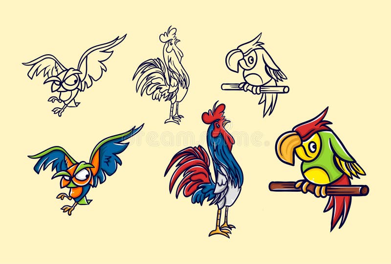 Birds and Chicken Illustration 2D Stock Vector - Illustration of design ...