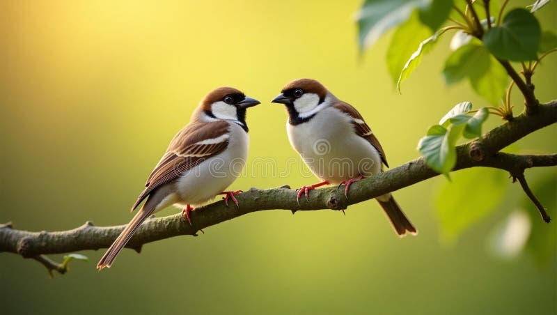 Birds Chirping Peacefully in the Warm Spring Sunlight Stock Image ...