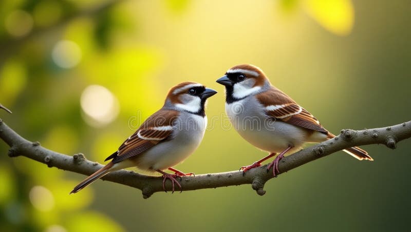Birds Chirping Peacefully in the Warm Spring Sunlight Stock Photo ...