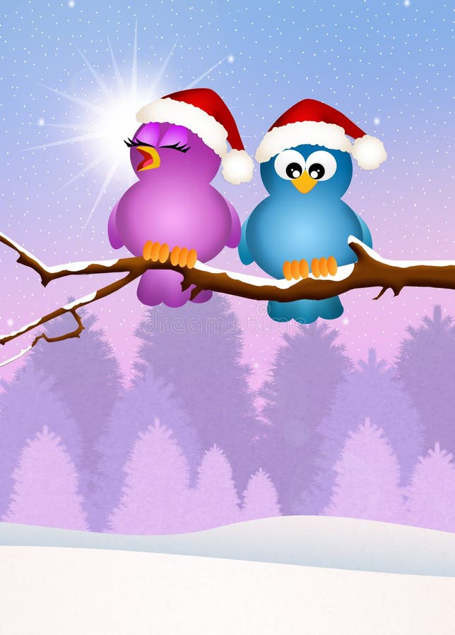 Birds at Christmas stock illustration. Illustration of singing - 47638865