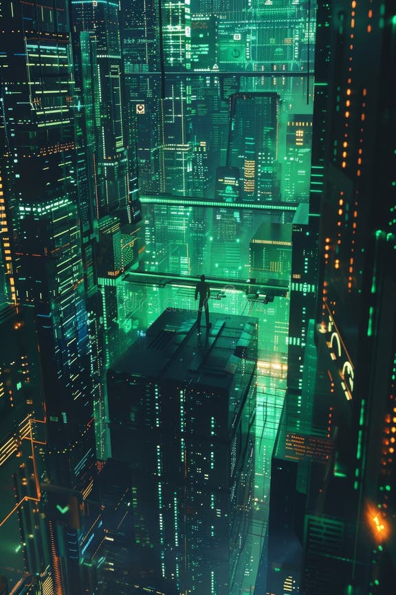 Birds Eye Perspective on Cybersecurity Architecture. Stock Illustration ...