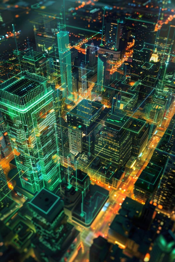 Birds Eye Perspective on Cybersecurity Architecture. Stock Illustration ...