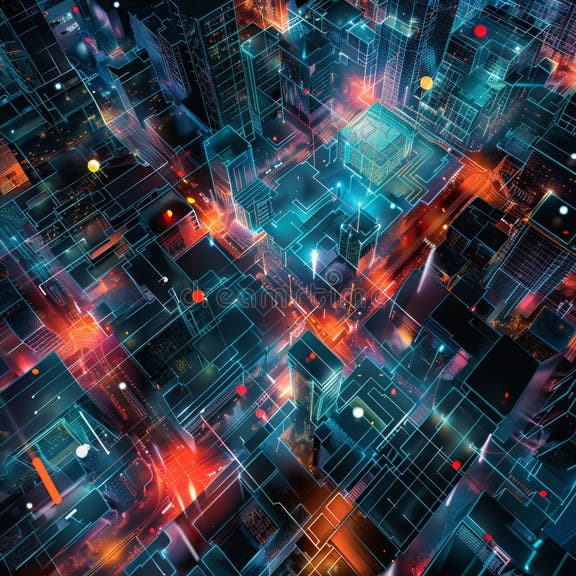 Birds Eye Perspective of Digital Security Architecture. Stock Illustration - Illustration of ...