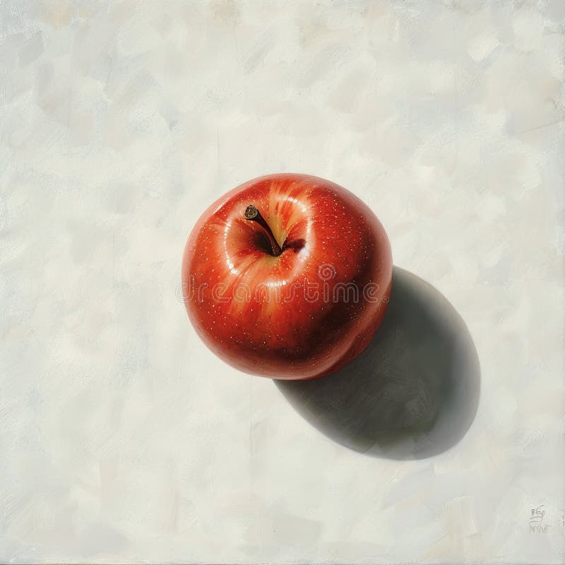 Birds Eye View of an Apple on a White Table Stock Illustration ...