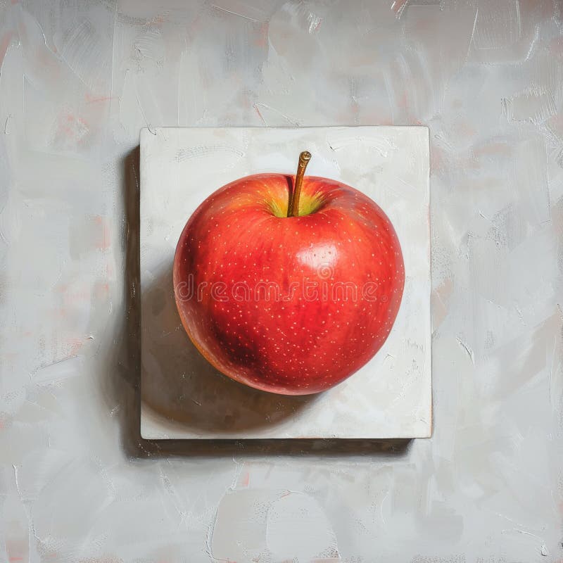 Birds Eye View of an Apple on a White Table Stock Illustration ...