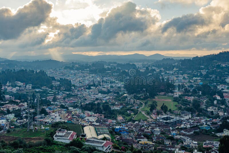 Birds Eye View of the City during Sunset Stock Image - Image of ...