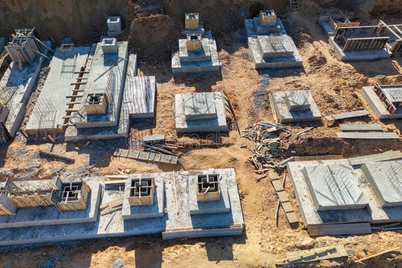 A Birds Eye View of a Construction Site with Workers and Machinery ...