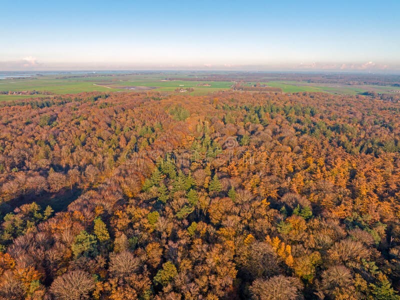 Birds Eye View from a Fall Landscape in the Netherlands Stock Photo ...