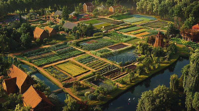 Birds-eye View of Farm Divided into Diverse Regenerative Sectors . Stock Image - Image of ...