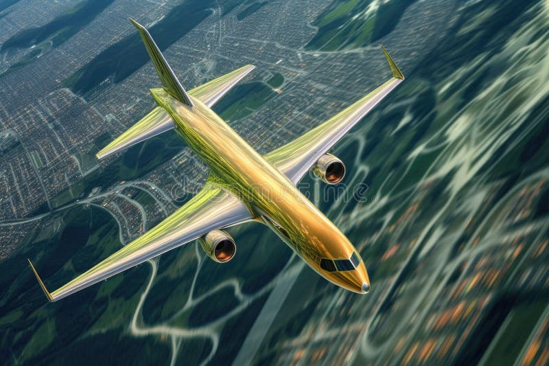 Birds-eye View of High-speed Aircraft in Flight Stock Illustration ...