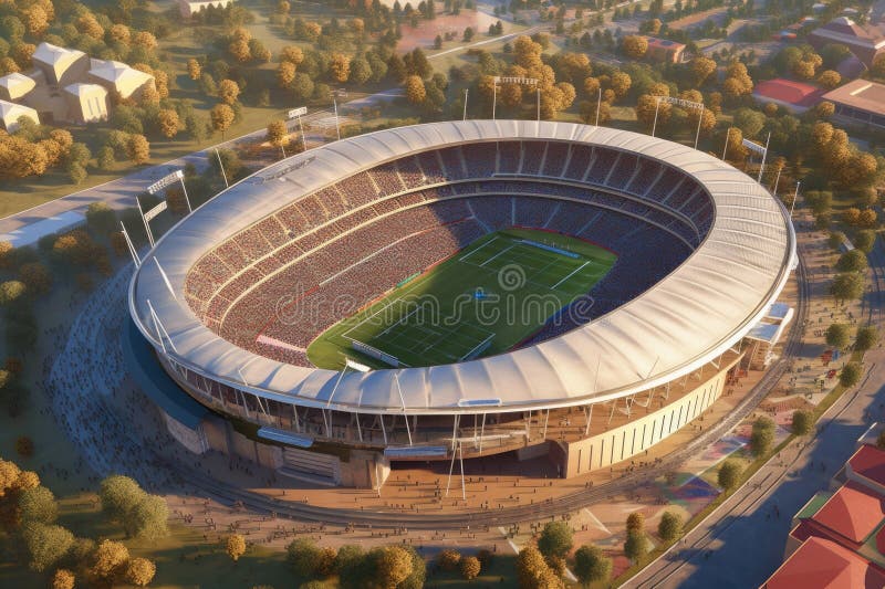 Birds Eye View of an Impressive Sports Stadium Stock Illustration ...