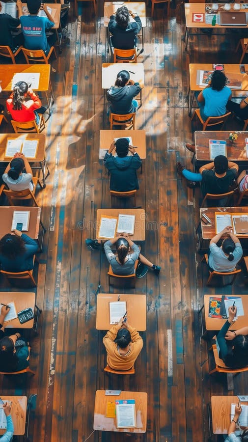 A Birds Eye View of a Lively High School Classroom Stock Illustration ...