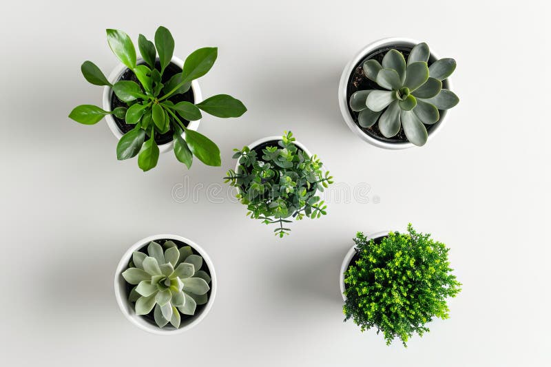 Birds Eye View of Minimalist Plant Decor Stock Illustration ...
