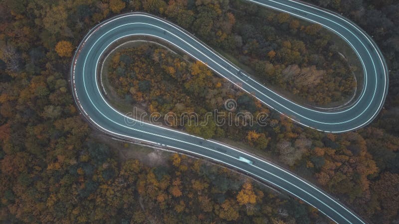 Birds Eye View of Mountains with Winding Road Durign Autumn Stock Image ...