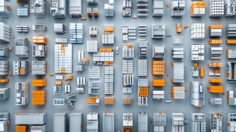 Birds-eye View of Neatly Organized Storage Racks, Warehouse Inventory ...