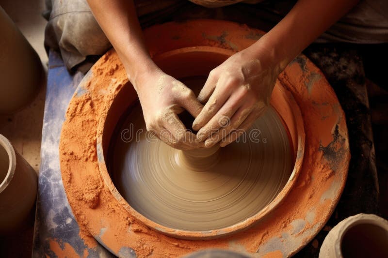 A Birds-eye View of a Pottery Wheel and Clay Stock Illustration ...