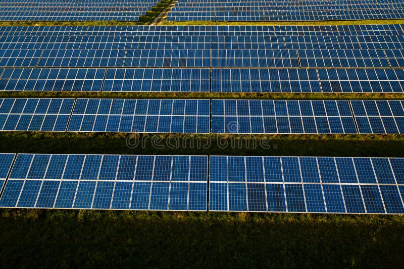Birds Eye View of Rectangular Field with Solar Panels Stock Image ...