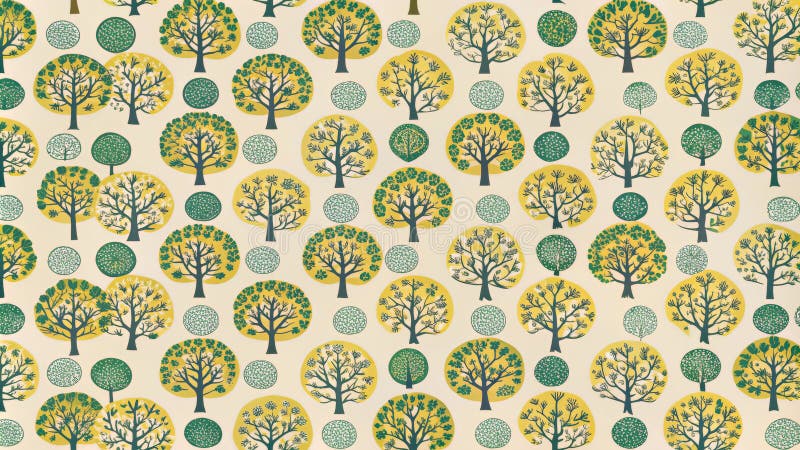 Birds-Eye View Repeating Yellow and Green Tree Pattern Stock ...