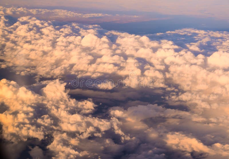 Birds-eye View of a Sea of White Clouds during Sunset Stock Photo ...