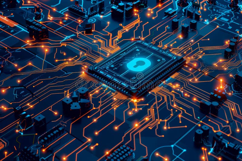 Birds Eye View of a Secure Digital System. Stock Illustration ...