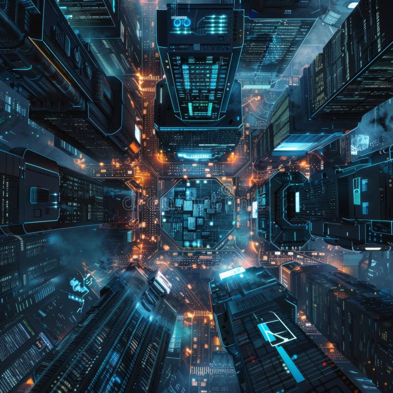 Birds Eye View of a Secured Digital Environment. Stock Illustration ...