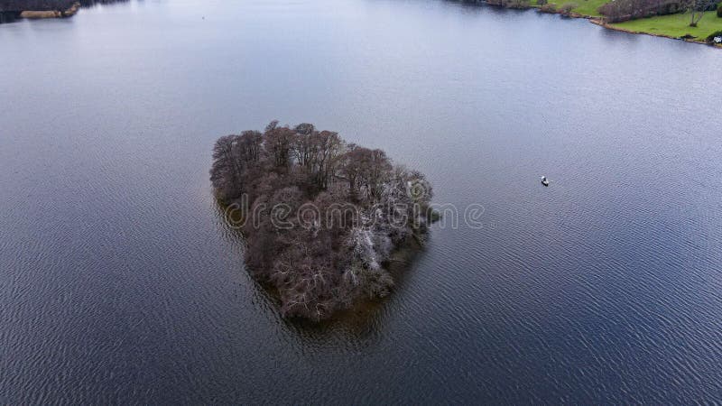 Birds Eye View of a Small Island on Water and Trees Stock Photo - Image ...