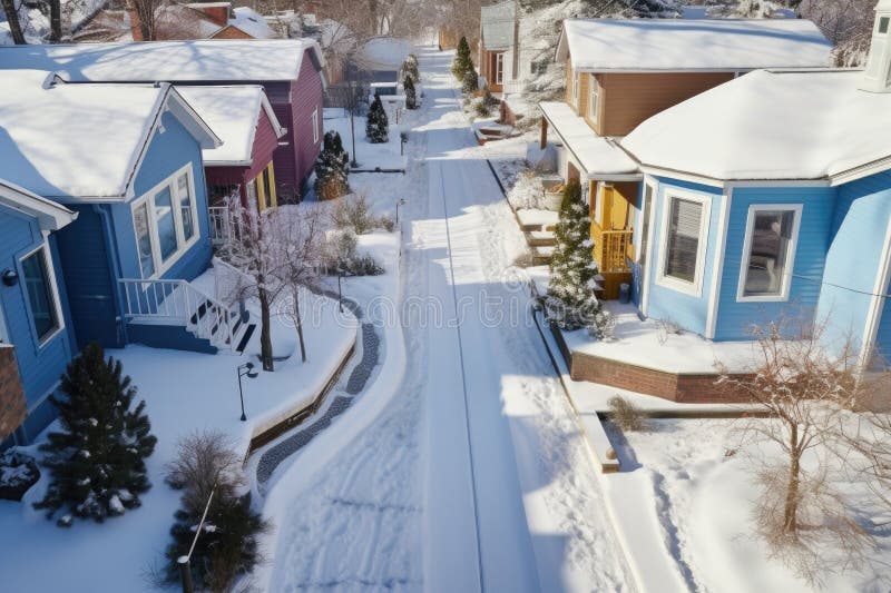 Birds-eye View of Snow-free Driveway Path Stock Illustration ...