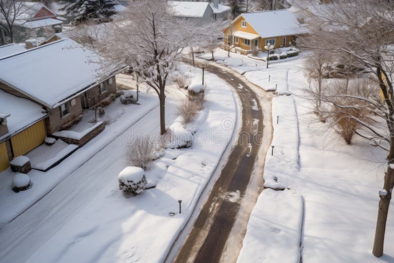 Birds-eye View of Snow-free Driveway Path Stock Illustration ...