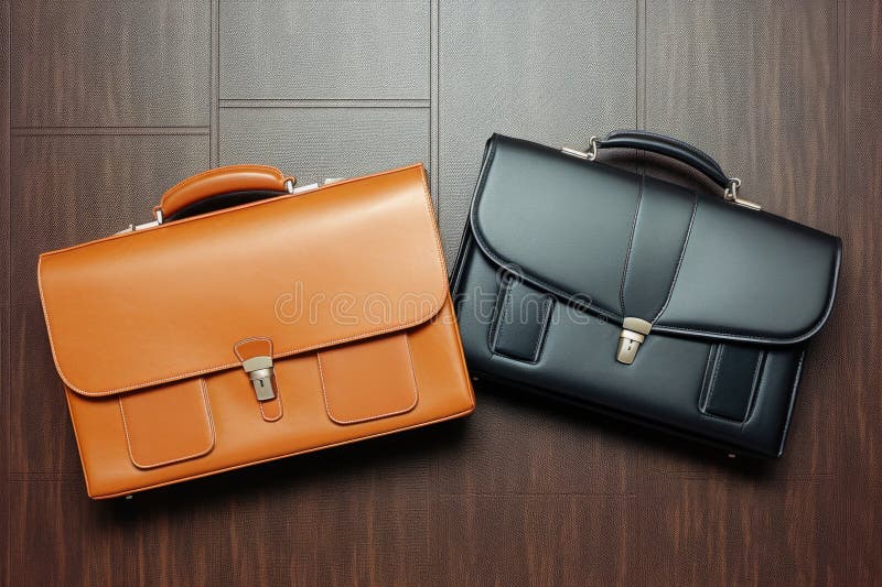 A Birds Eye View of Two Briefcases Side-by-side Stock Image - Image of ...