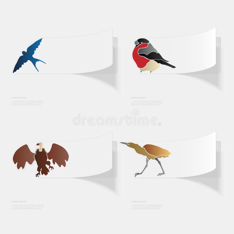 Birds. Flat Sticker with Shadow on White Background Stock Vector ...