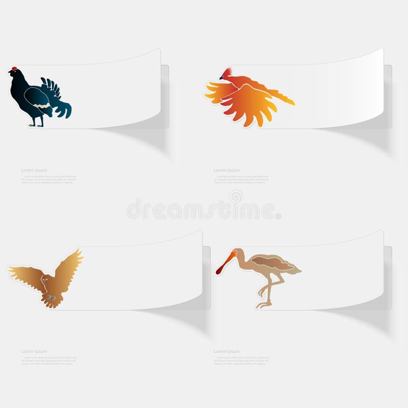Birds. Flat Sticker with Shadow on White Background Stock Vector ...