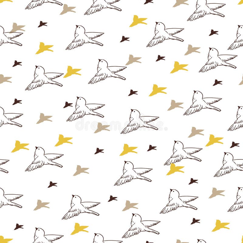 Birds Flock Together in the Sky Vector Graphic Seamless Pattern Stock ...