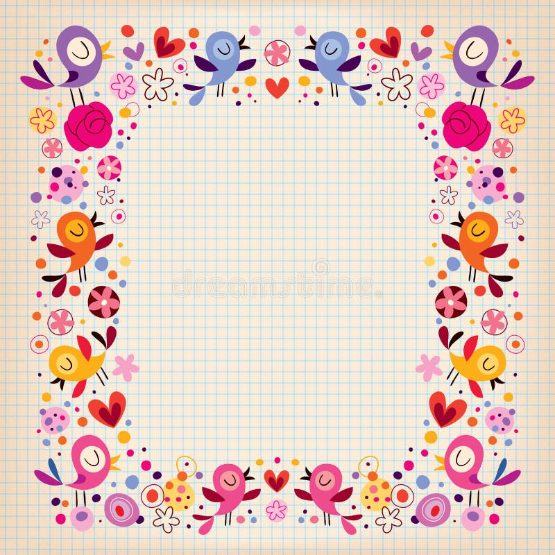 Birds and flowers border stock vector. Illustration of message - 44159616