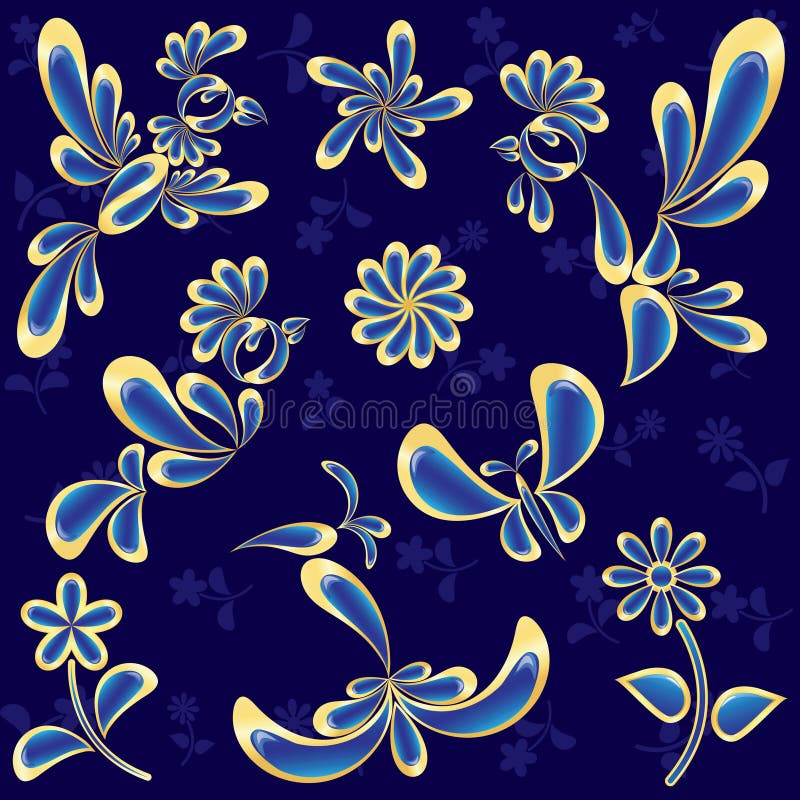 Birds and Flowers Set(vector,CMYK) Stock Vector - Illustration of ...